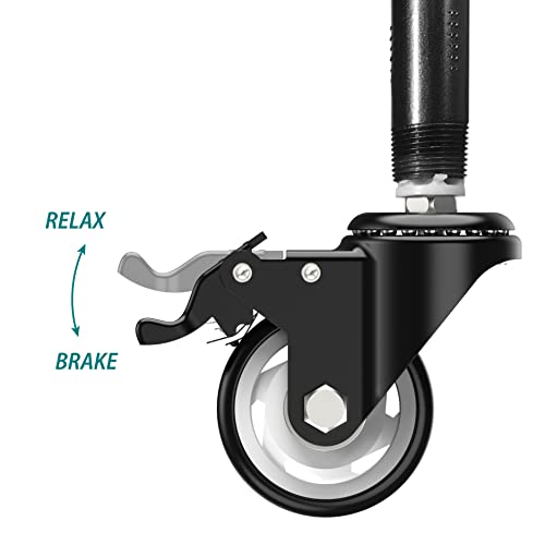 HOLKIE Caster Wheels 3 inch Total Locking Stem Casters, 3/8" -16 x 1" (Stem Diameter 3/8", Stem Length 1") Threaded Stem Casters Swivel Casters Set of 4 Heavy Duty Castors Black