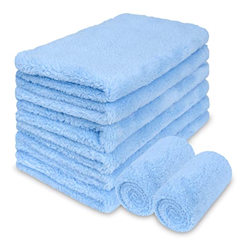 EASTARTIST Burp Cloths for Baby - 20" by 10" Ultra Absorbent Burp Cloth, Hand Washcloths, Newborn Towel - Milk Spit Up Rags -Burp Cloths for Unisex,Boy, Girl-Burp Cloths Set(Blue,8 Pack)