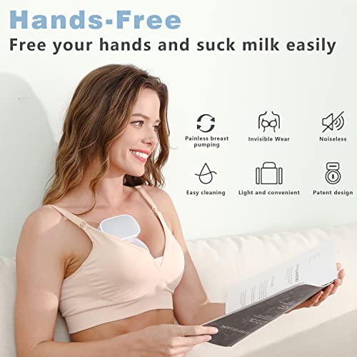 Wearable Breast Pump Hands Free, SINLEISI Portable Double Electric Breast Pump, Quiet Pain Free Strong Breastfeeding Pump Strong Suction with 2 Mode & 5 Levels, 24mm (2PCS) (Grey)