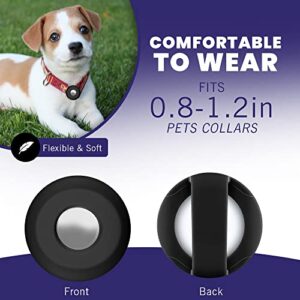 Piccy Airtag Dog Collar Holder 2-Pack - Small Waterproof Durable Elastic Silicone Case with Screen Protector & Wipes. Great for Tracking Cat with Apple Air Tag. Cute Pet Design