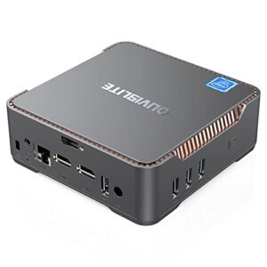 mini pc Ιntel celeron n3350 processor(up to 2.4ghz), 4gb ddr3 64gb emmc mini computer windows 10 pro desktop computers support 2tb expansion, 4k hdmi triple display, dual wifi, bt4.2, gigabit ethernet