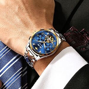 OUPINKE Mens Automatic Watches Diamond Skeleton Self Winding Luxury Dress Wrist Watch Sapphire Crystal Tungsten Steel Luminous Waterproof