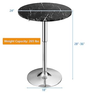 Byroce Round Bar Table, Cocktail Table Height Adjustable with 360° Swivel Top, Silver Leg & Base, High Pub Table for Bistro, Parties, Café, Kitchen and Dining Room (2, Black)