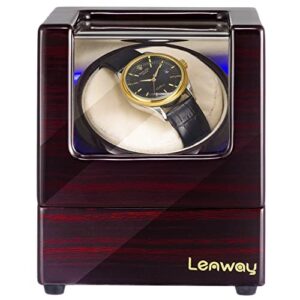 Lenway Watch Winder Super Quiet， Automatic Watch Winder Four Rotation Modes，Battery Operated or Ac，with Led Light，Watch Winder for Rolex， High-End Piano Paint Baking Process Single Watch Winder