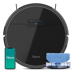 tikom robot vacuum and mop, g8000 robot vacuum cleaner, 2700pa strong suction, self-charging, good for hard floors, black