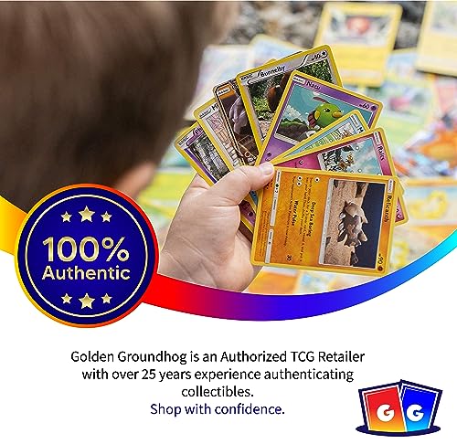 Golden Groundhog TCG Deck Box Including 200 Assorted Cards (3 Random Ultra Rares, 4 Rare Cards, 3 Holographics, 90 Common/Uncommons, and 100 Energy Cards)