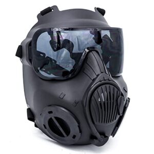 M50 Airsoft Mask Tactical Full Face Eye Protection Goggles Skull with Filter Fans Outdoor Sport CS Protective Paintball Eye Protection Gas Mask (Black)