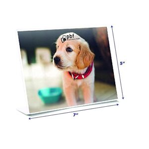 Photo Booth Frames - 7x5 Inch Clear Acrylic Display, Slanted Back 7x5 Horizontal Picture or Display Plastic Sign Holder with Inserts - 6 pack