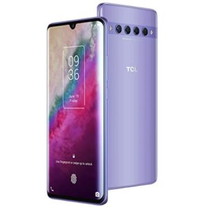 tcl 10 plus unlocked smartphone, 6.47” curved amoled fhd+ display, verizon cellphone 6/64gb with 48mp rear ai quad-camera, 4500mah fast charging battery, otg reverse charging, starlight silver