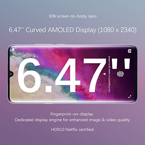 TCL 10 Plus Unlocked Smartphone, 6.47” Curved AMOLED FHD+ Display, Verizon Cellphone 6/64GB with 48MP Rear AI Quad-Camera, 4500mAh Fast Charging Battery, OTG Reverse Charging, Starlight Silver