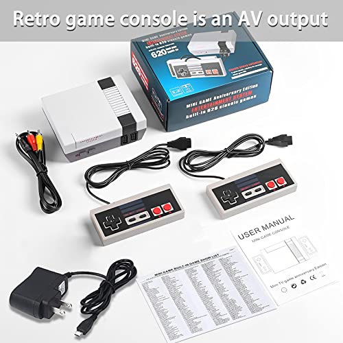 Retro Game Console,Classic Mini Retro Game Console, Classic Mini Console Built-in with 620 Classic Retro Games，AV Output,Plug and Play Video Game Console