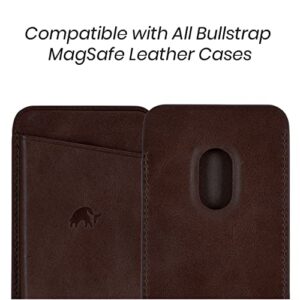 Bullstrap Premium Leather MagSafe Wallet Compatible with All MagSafe iPhone Cases, Bourbon Brown