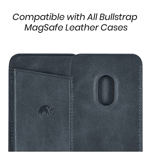 Bullstrap Premium Leather MagSafe Wallet Compatible with All MagSafe iPhone Cases, Ocean Blue