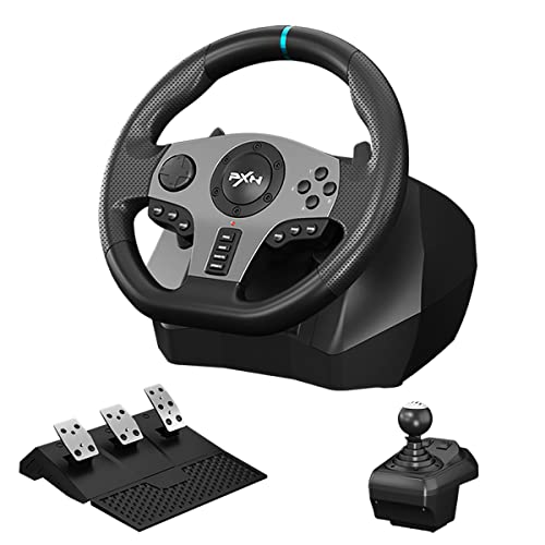 PXN V9 Gaming Steering Wheels, 270/900° Driving Sim Racing Wheel, with Racing Shifters Paddle, 3-pedal Pedals and Gear lever Bundle for Xbox Series X|S, PS3, PS4, PC, Xbox One, NS(Used - Like New)