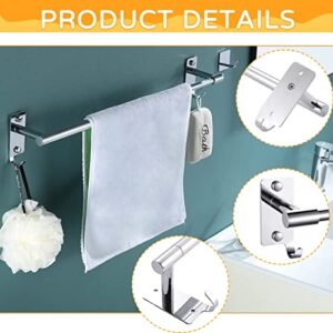 QMLALA Adjustable Towel Bar, Stainless Steel 14.5-23.6 Inches Towel Rack, Bathroom Kitchen Wall Shelf Expandable Hand Holder Towel Rod with Hooks Adhesive - Chrome