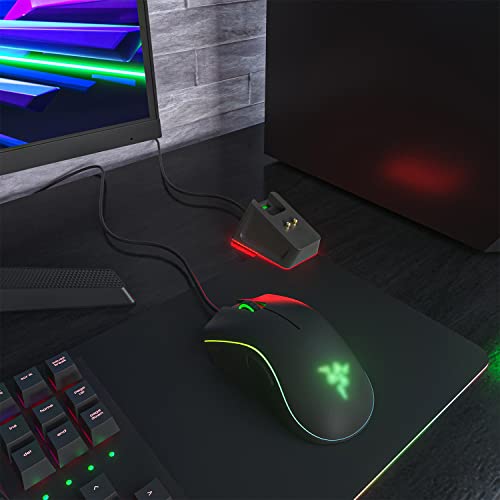 Charging Dock with 4.9Ft USB Charging Cable Fits for Razer Naga Pro/DeathAdder/Basilisk/Viper Ultimate Gaming Mouse,Magnetic Dock with Charge Status Indicator and Anti-Slip Sticker