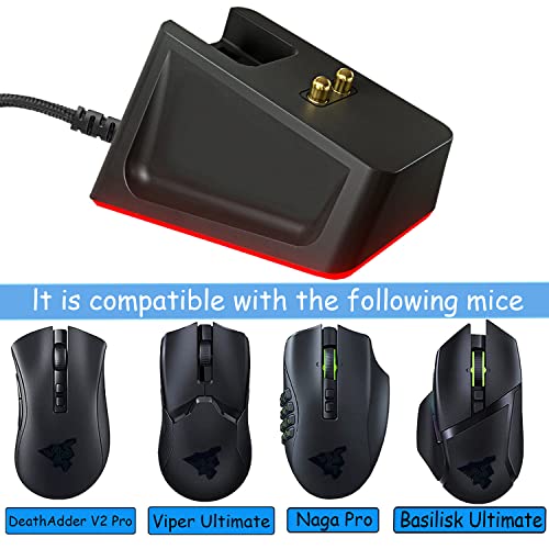 Charging Dock with 4.9Ft USB Charging Cable Fits for Razer Naga Pro/DeathAdder/Basilisk/Viper Ultimate Gaming Mouse,Magnetic Dock with Charge Status Indicator and Anti-Slip Sticker