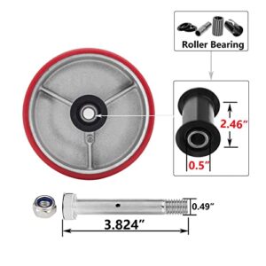 5"X 2" Heavy Duty Casters Wheels - Industrial Caster Wheels Polyurethane Caster Wheel with Strong Load-Bearing Capacity 4000 LB, Heavy Duty casters Wheel -Set of 4, Widely Used in Tool Box,Trail Jack