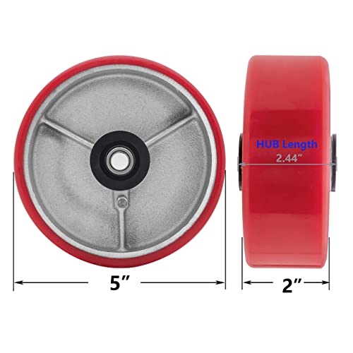 5"X 2" Heavy Duty Casters Wheels - Industrial Caster Wheels Polyurethane Caster Wheel with Strong Load-Bearing Capacity 4000 LB, Heavy Duty casters Wheel -Set of 4, Widely Used in Tool Box,Trail Jack