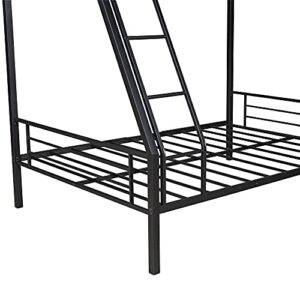 JJRY L-Shaped Metal Twin Over Full Bunk Bed with A Twin Size Loft Bed Attached A Desk and Two Inclined Ladders, Black