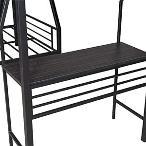 JJRY L-Shaped Metal Twin Over Full Bunk Bed with A Twin Size Loft Bed Attached A Desk and Two Inclined Ladders, Black