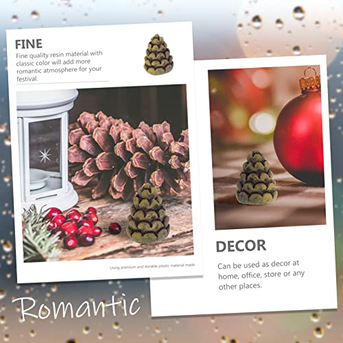 Garneck Home Decor 20Pcs Christmas Mini Pine Cones Ornaments Resin Miniatures Pine Cones Figurine DIY Snow Globe Fillers for Christmas Decorations Fall Decor