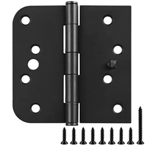 18 pack black door hinges 4 inch interior/exterior door hinges matte black door hinges 4 inch square rounded 5/8" radius corner hinges for doors reversible full mortise combination 4 in door hardware