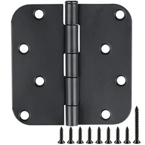 12 pack black exterior door hinges 4 inch matte black door hinges 4 inch black hinges for doors rounded edge 5/8" radius corners door hardware security commercial grade door hinge 4"x 4" jiw