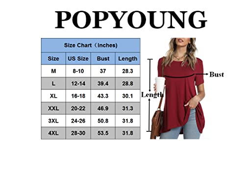 POPYOUNG Women's Summer Casual Short Sleeve Tunic Top for Leggings Crewneck Shirt Loose Blouse XXL, Blue Tie Dye