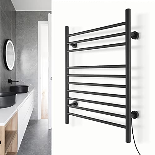 WarmlyYours TW-F10KS-HP Infinity Towel Warmer, Black, Dual Connection, 10 Bars