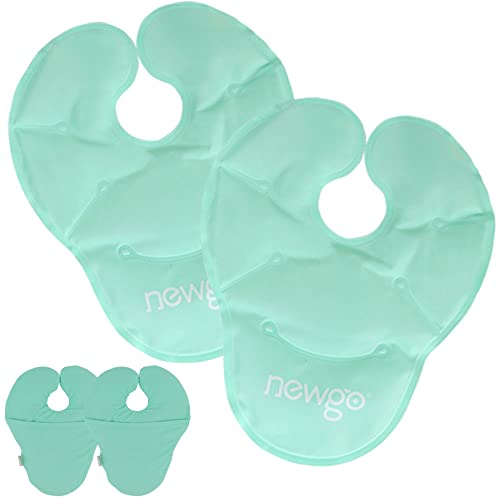 NEWGO Breast Ice Pack for Breast Surgery, 2 Pack Nipple Ice Packs Breastfeeding Ice Packs Reusable for Nursing Mother, Hot Cold Therapy Breast Gel Pack with Washable Cover(Green)