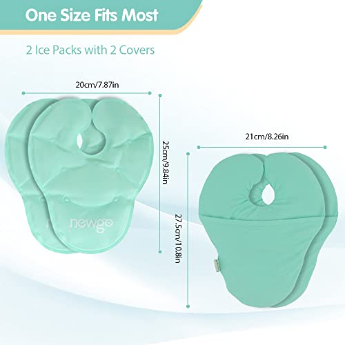 NEWGO Breast Ice Pack for Breast Surgery, 2 Pack Nipple Ice Packs Breastfeeding Ice Packs Reusable for Nursing Mother, Hot Cold Therapy Breast Gel Pack with Washable Cover(Green)