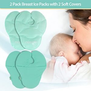 NEWGO Breast Ice Pack for Breast Surgery, 2 Pack Nipple Ice Packs Breastfeeding Ice Packs Reusable for Nursing Mother, Hot Cold Therapy Breast Gel Pack with Washable Cover(Green)