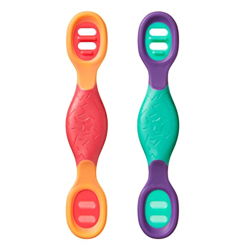 Tommee Tippee Smushee 1st Self Feeding Spoons, BACSHIELD Antimicrobial Technology | Reversible, BPA-Free (4+ Months, 2 Count)