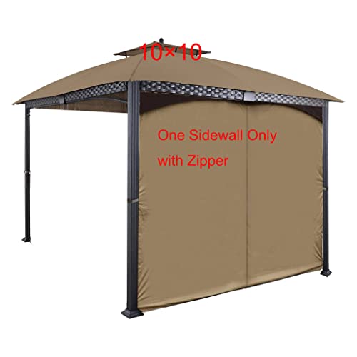 MIHU Gazebo Replacement Curtains for 10x10 or 10x12 Outdoor Gazebo, One Sidewall Privacy Panel with Zipper, Khaki