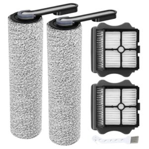 floor one s5 brush roller replacement parts for floor one s5/floor one s5 pro smart cordless wet dry vacuum cleaner, 2 pack brush rollers and 2 pack vacuum hepa filters