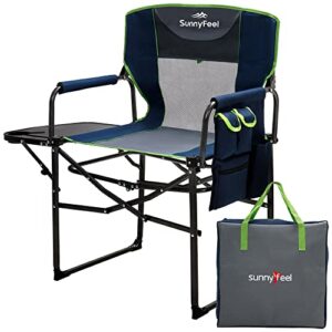 SUNNYFEEL Oversized Camping Directors Chair, Portable Folding Lawn Chairs for Adults Heavy Duty with Side Table,Pocket for Beach, Fishing,Picnic,Concert Outdoor, Foldable Camp Chairs