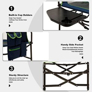 SUNNYFEEL Oversized Camping Directors Chair, Portable Folding Lawn Chairs for Adults Heavy Duty with Side Table,Pocket for Beach, Fishing,Picnic,Concert Outdoor, Foldable Camp Chairs