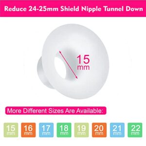 Durceler 15mm Silicone Flange Inserts Compatible with Medela/for Spectra S1 S2 / Elvie/Willow go/Momcozy S12/ TSRETE 24mm Breast Pump Shields or Freemie 25mm; Reduce Nipple Tunnel Down to 15mm