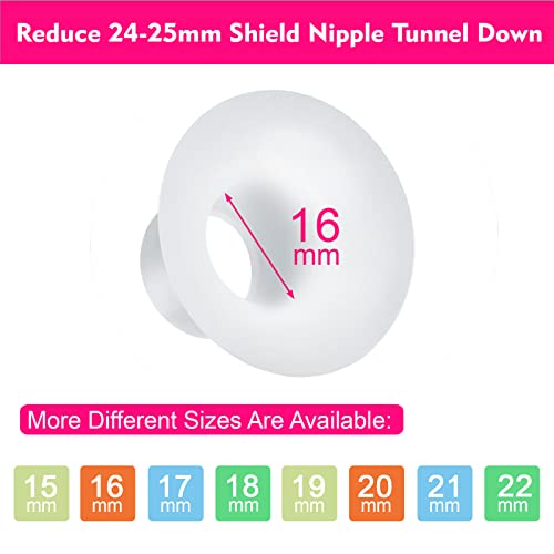 Durceler 16mm Silicone Flange Inserts Compatible with Medela/for Spectra S1 S2 / Elvie/Willow go/Momcozy S12/ TSRETE 24mm Breast Pump Shields or Freemie 25mm; Reduce Nipple Tunnel Down to 16mm