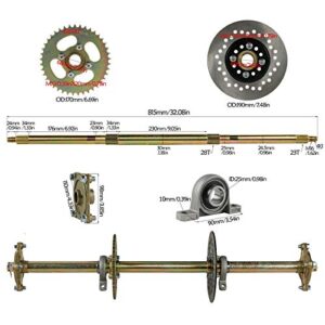 Futchoy 815mm Rear Axle Shaft Kit with 7.5" Brake Disc 32" Complete ATV Go Kart Rear Axle Kit + Brake Assembly+ Pillow Block for DIY Go Kart Quad Trike Quad ATV