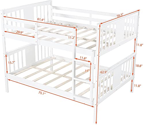 STP-Y Twin Over Twin Bunk Bed with Trundle, Solid Wood Bunk Beds for (White) (Color : White, Size : Full Over Full)