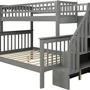 STP-Y Bunk Beds Twin Over Twin Wood Bunk Bed Frame for Boys Girls Teens, Can be Divided into 2 Beds, Gray (Color : Grey, Size : Twin Over Full)