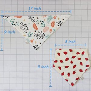 Eimmabey 100% Cotton Baby Bandana Drool Bibs for Drooling and Teething Nursery Burp Cloths 5 Pack Pink Strawberry Bibs for Girls