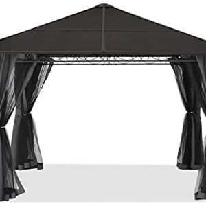 10x12 Hardtop Patio Gazebo with Curtains and Netting by ABCCANOPY