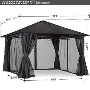 10x12 Hardtop Patio Gazebo with Curtains and Netting by ABCCANOPY