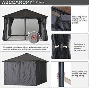 10x12 Hardtop Patio Gazebo with Curtains and Netting by ABCCANOPY