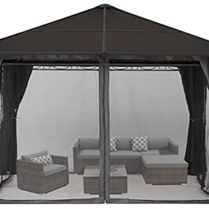 10x12 Hardtop Patio Gazebo with Curtains and Netting by ABCCANOPY