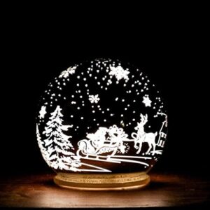 christmas decor lovely reindeer sled snow globe – 4.7 x 5.1 inches