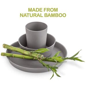 Bamboo Plates With 10 oz Bamboo Cups Bundle & 10 oz Bamboo Bowls